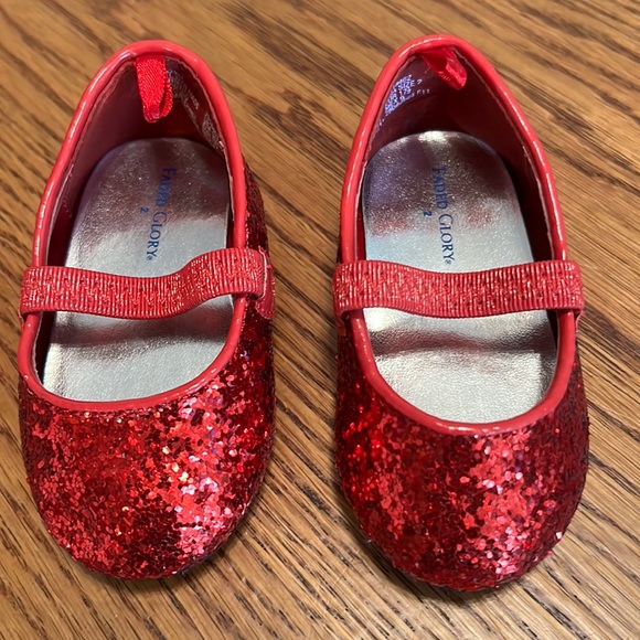 Faded Glory | Shoes | Red Sparkle Glitter Ballerina Shoes Girls Size 2 ...